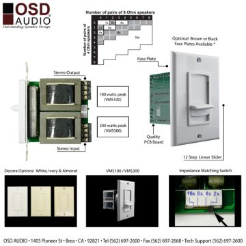 VMS-300 300W Slide In-Wall Volume Control | Outdoor Speaker Depot